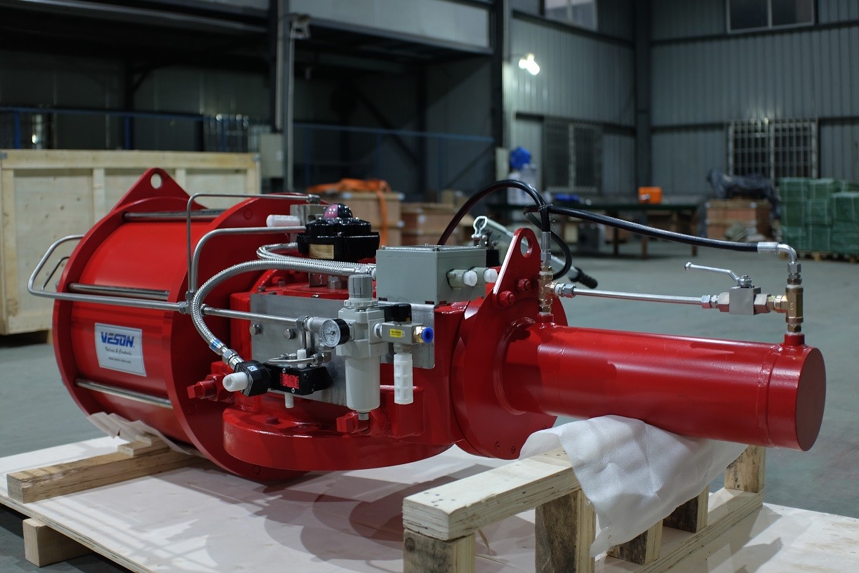 Musim Semi Kembali Scotch Yoke Type Pneumatic Actuator Besi Cor Nodular ...